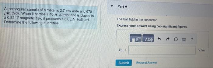 Solved A rectangular sample of a metal is 2.7 cm wide and | Chegg.com