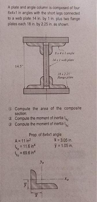 Solved A plate and angle column is composed of four 8x4x1 in | Chegg.com