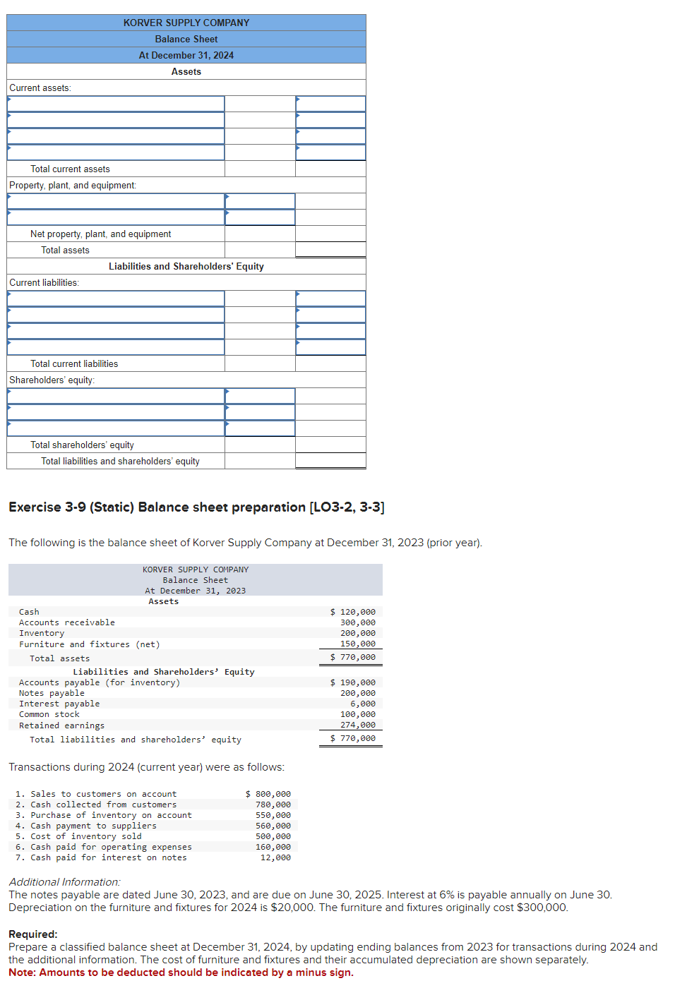 Solved Exercise 3-9 (Static) Balance sheet preparation | Chegg.com Solved Exercise 3-9 (Static) Balance sheet preparation | Chegg.com