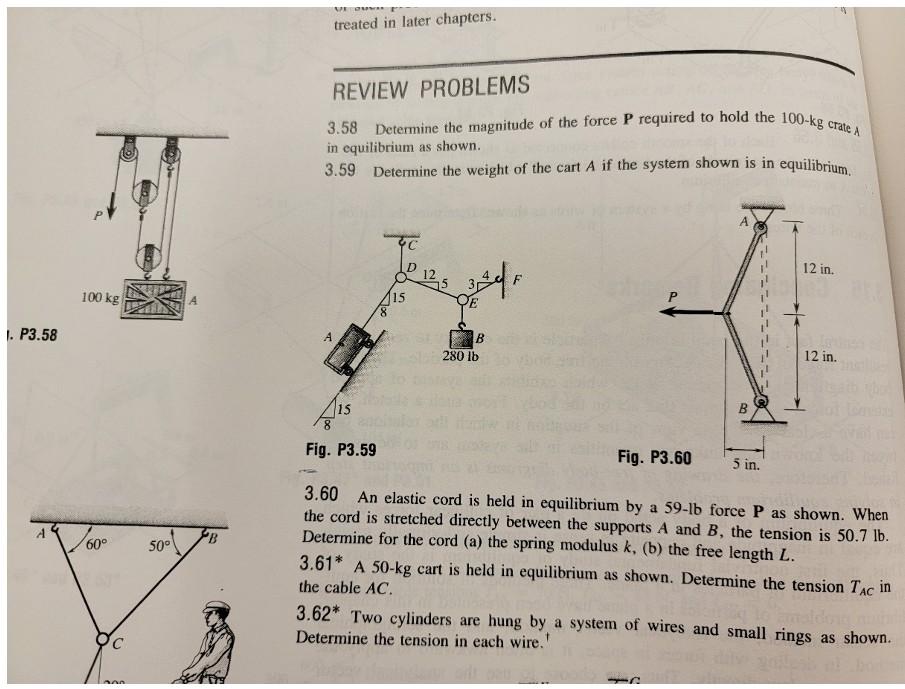 Solved 3.59 Determin the weight of the cart if the system | Chegg.com