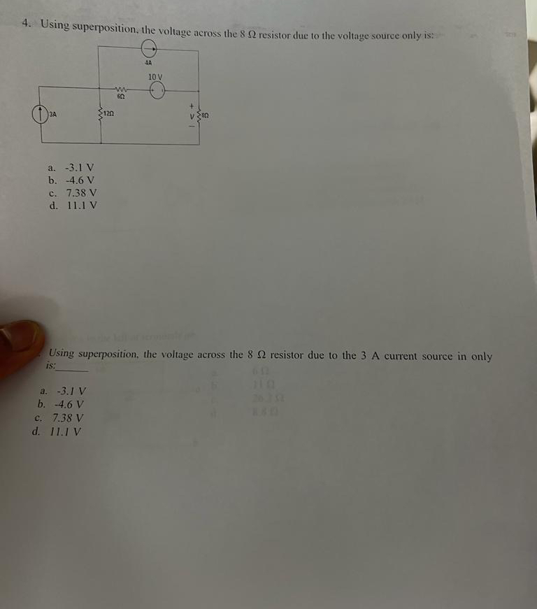 Solved Using superposition, the voltage across the &Ω | Chegg.com