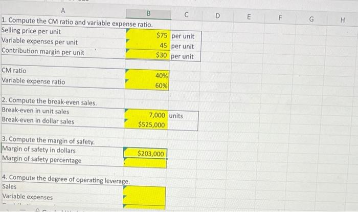 Solved Given the following information complete a CVP | Chegg.com