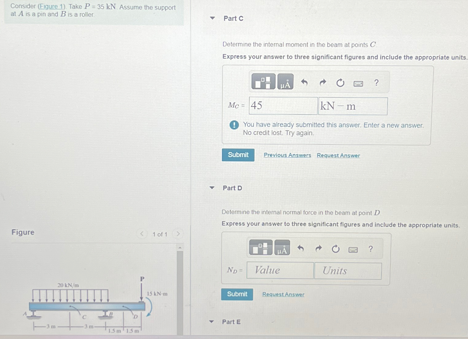 Solved Consider (Figure 1). ﻿Take P=35kN. ﻿Assume the | Chegg.com