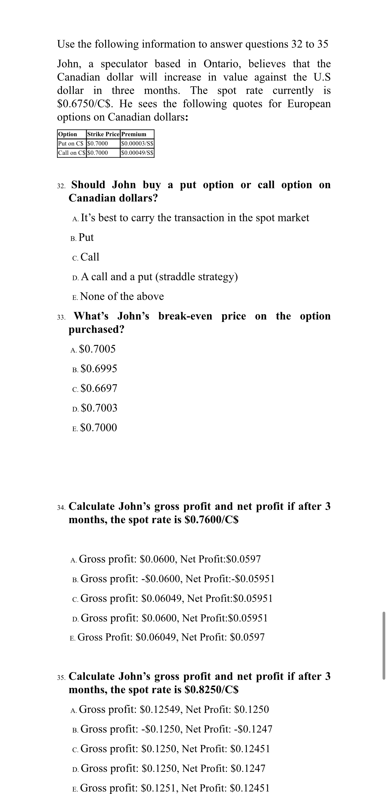 Solved Use the following information to answer questions 32 | Chegg.com