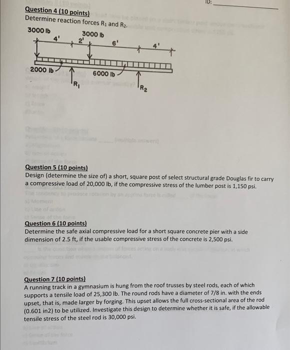 Solved Question 1 (10 points) Determine reaction forces R1 | Chegg.com