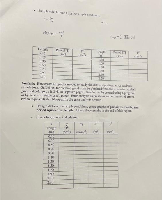 Solved - Raw data from the simple pendulum:- Sample | Chegg.com