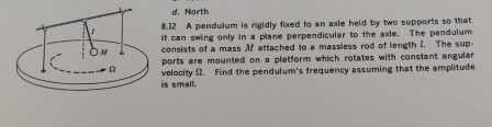 Solved d. ﻿North8.12 ﻿A pendulum is rigidly fixed to an axle | Chegg.com