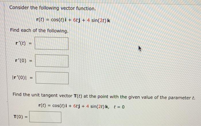 Solved Consider The Following Vector Function R T