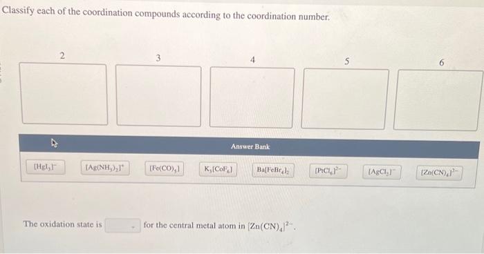 Solved Classify each of the coordination compounds according | Chegg.com