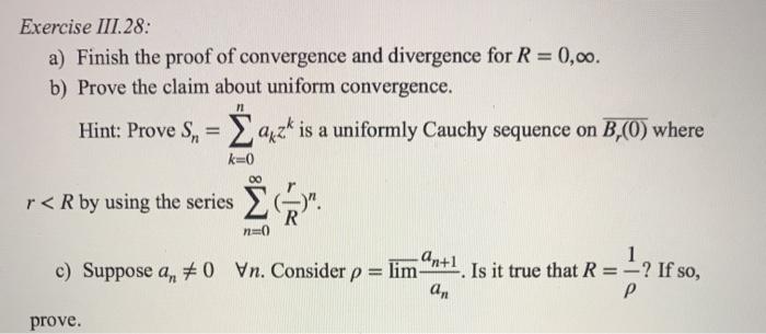 Exercise III.28: a) Finish the proof of convergence | Chegg.com