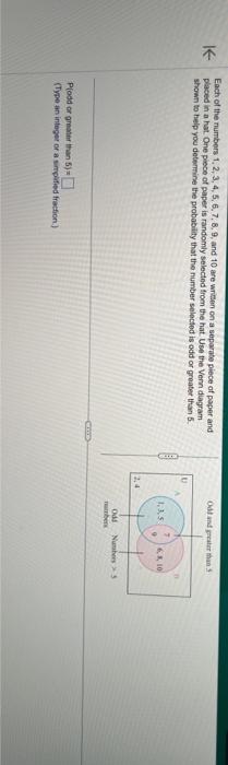 Solved Each of the numbers 1,2,3,4,5,6,7,8,9 and 10 are | Chegg.com