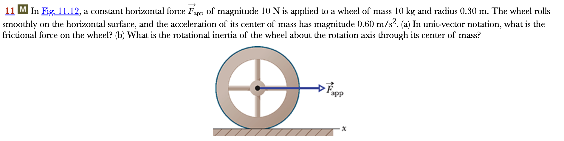 Solved by an EXPERT 11 ﻿M In Fig.11.12, ﻿a constant horizontal force | Chegg.com