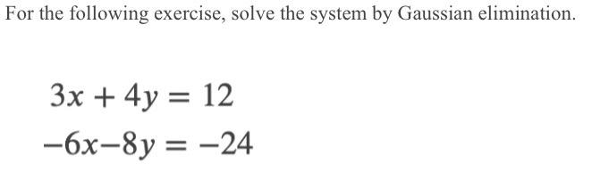 Solved For the following exercise, solve the system by | Chegg.com