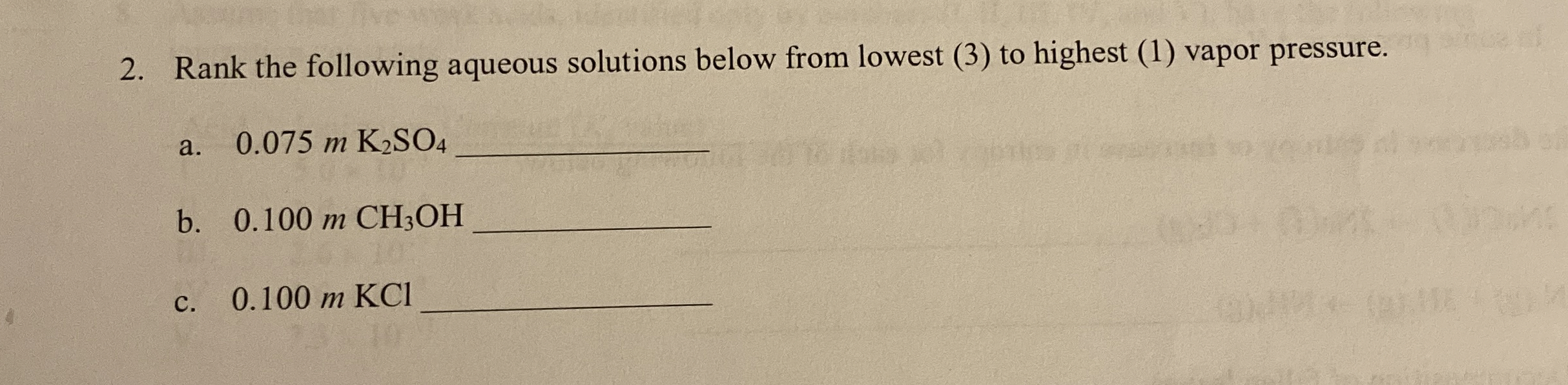 Solved Rank the following aqueous solutions below from | Chegg.com