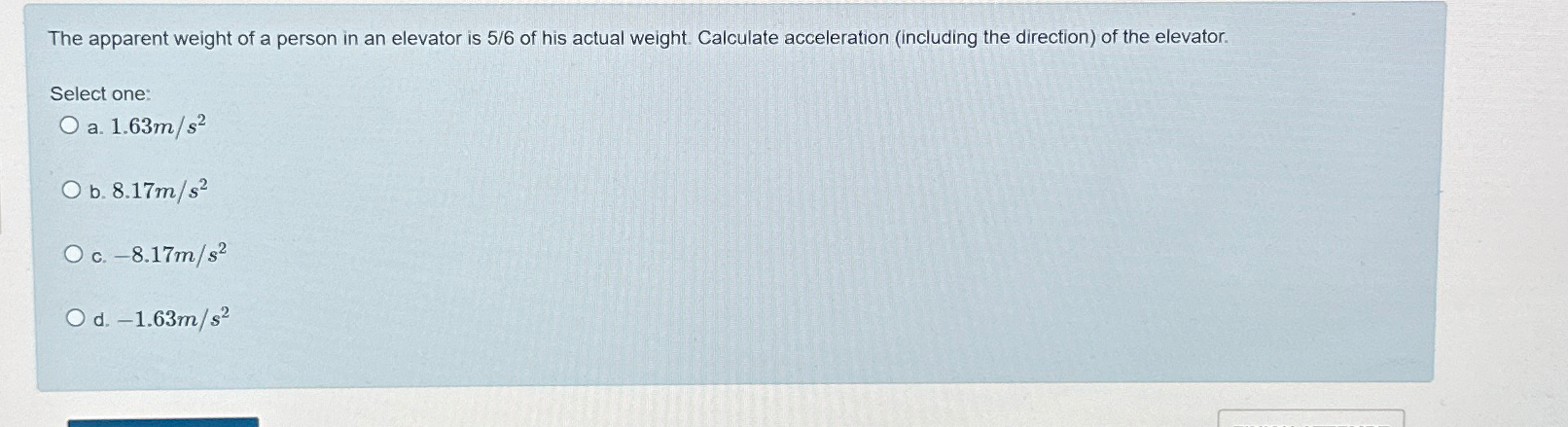 Solved The apparent weight of a person in an elevator is 56 | Chegg.com