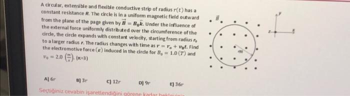 Solved A circular, extensible and flexible conductive strip | Chegg.com