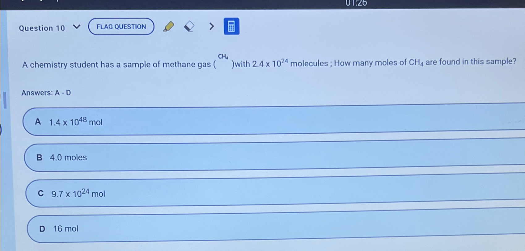 Solved Question 10A chemistry student has a sample of | Chegg.com