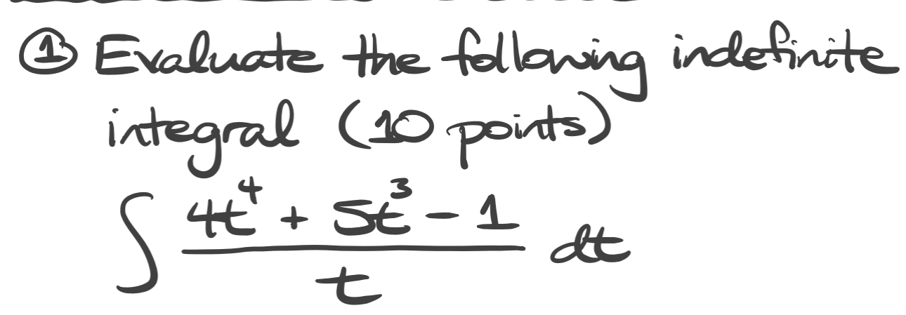 Solved (1) ﻿Evaluate the following indefinite integral (10 | Chegg.com