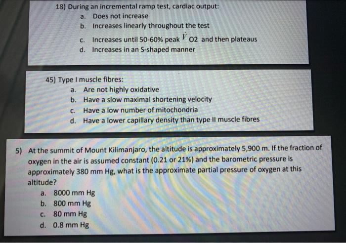 Solved 18) During an incremental ramp test, cardiac output: | Chegg.com