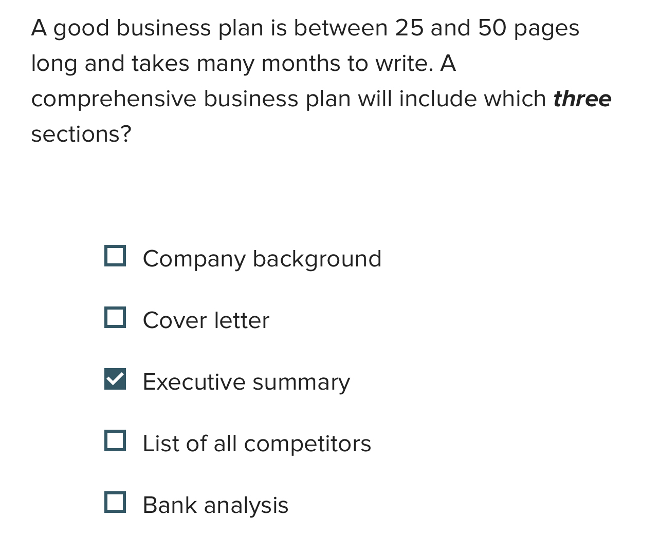 Solved A good business plan is between 25 ﻿and 50 ﻿pages | Chegg.com