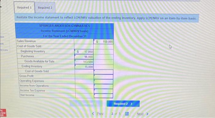 preliminary income statement tollows: Assume that you | Chegg.com