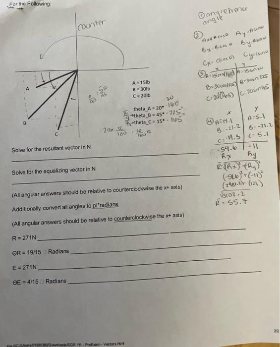 Solved For the Following: B C Counter Solve for the | Chegg.com