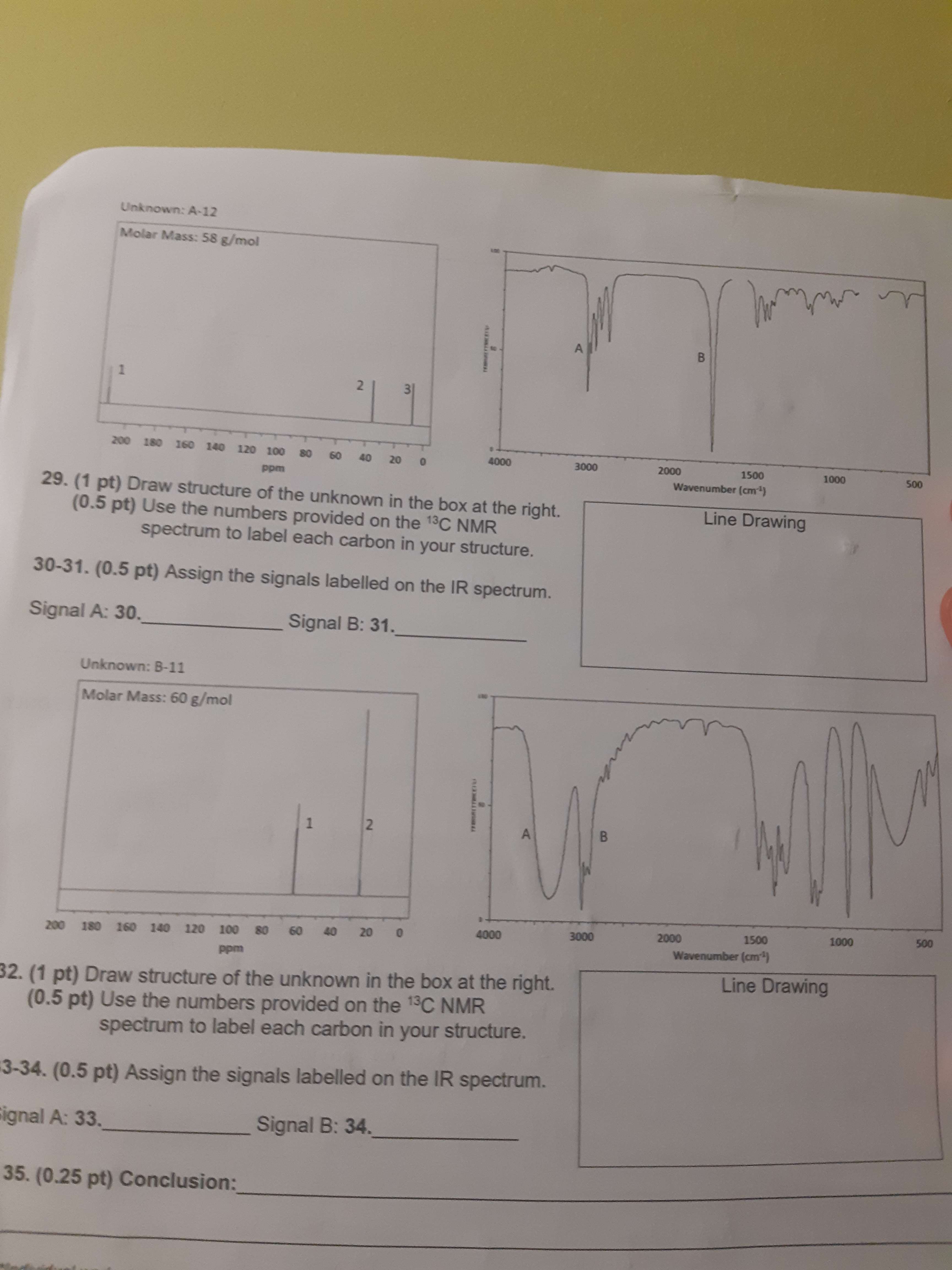 Solved Unknown: A-1229. ﻿a) ﻿Draw structure of the unknown | Chegg.com