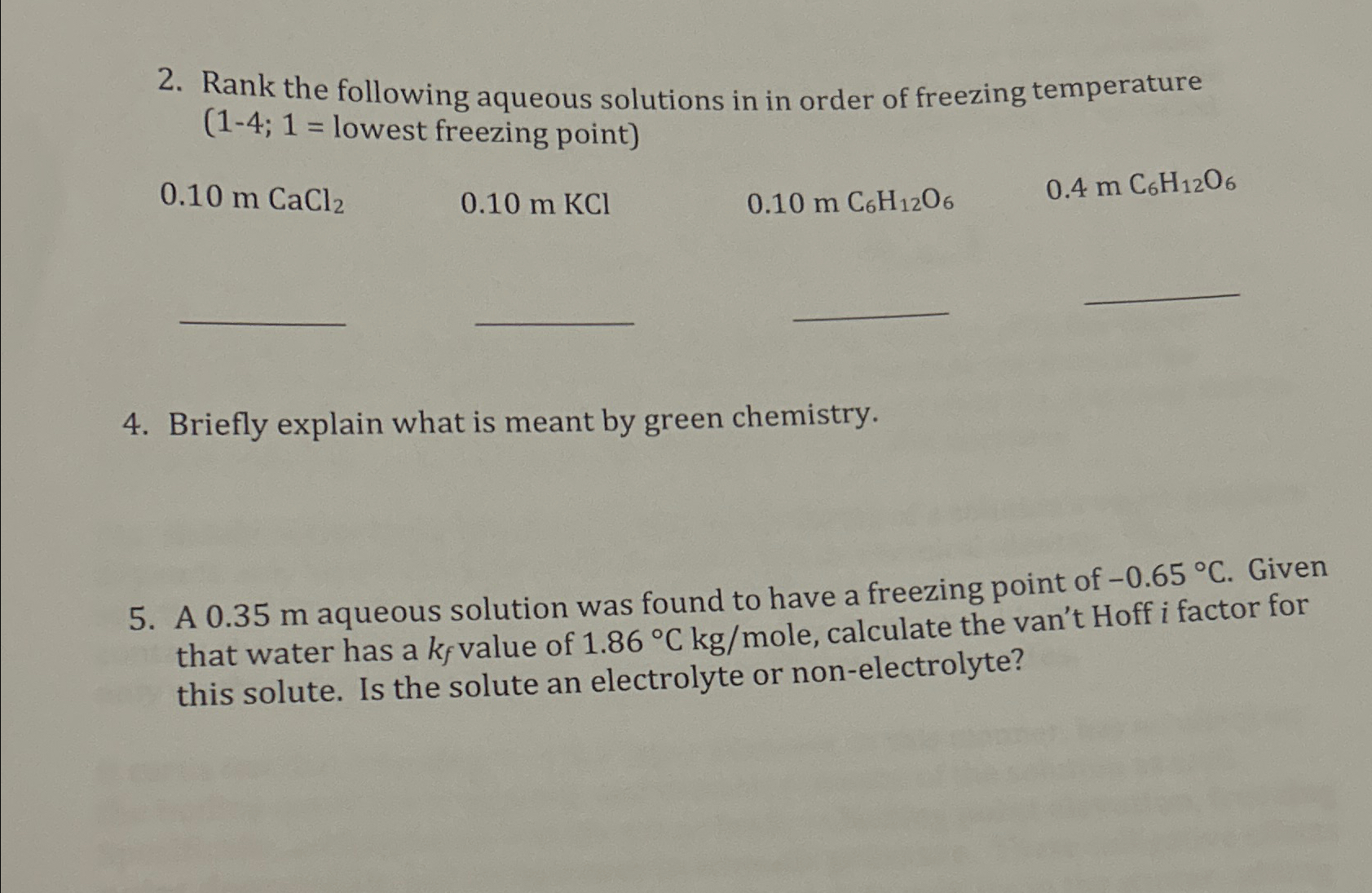 Solved Rank the following aqueous solutions in in order of | Chegg.com