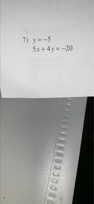 Solved 7) y=-5 5x+4y=-20 000RODUTO | Chegg.com