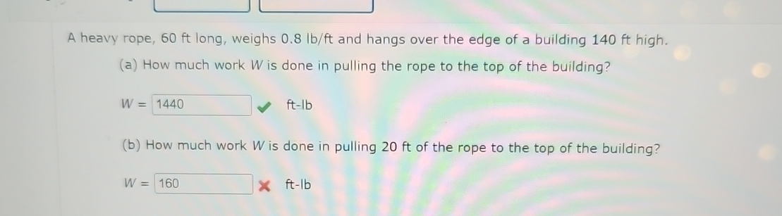 Solved A heavy rope, 60 ﻿ft long, weighs 0.8lbft ﻿and hangs | Chegg.com
