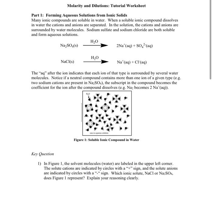 Solved Molarity and Dilutions: Tutorial Worksheet Part 1: | Chegg.com
