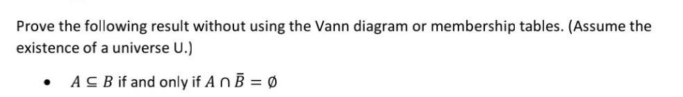 Solved Prove the following result without using the Vann | Chegg.com