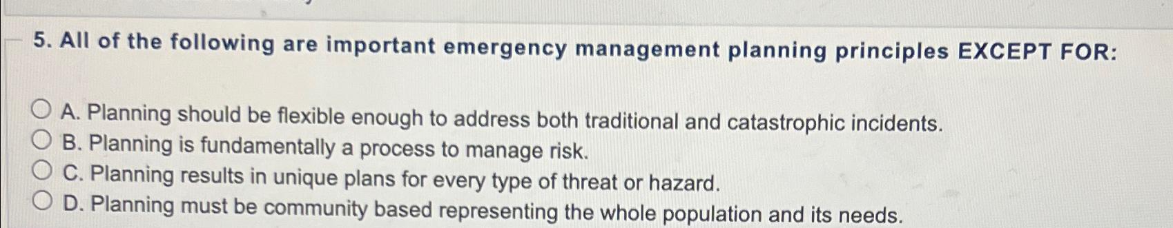 Solved All of the following are important emergency | Chegg.com