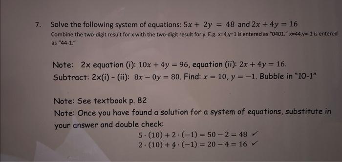 Solved Solve the following system of equations: 5x+2y=48 and | Chegg.com