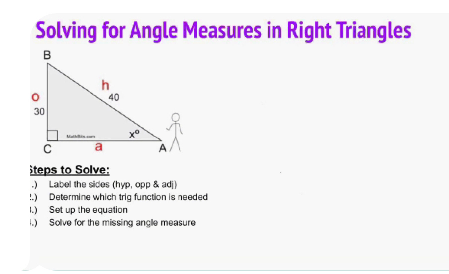 Solved Solving for Angle Measures in Right Trianglesiteps to | Chegg.com