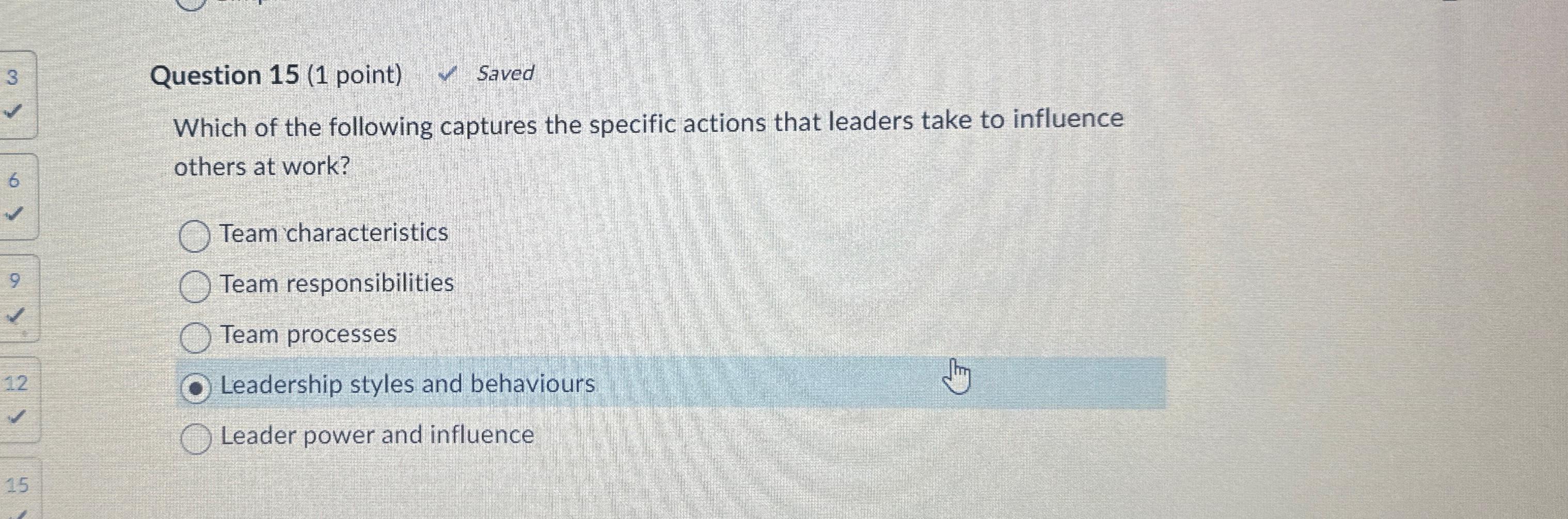 Solved Question 15 (1 ﻿point) ﻿SavedWhich of the following | Chegg.com