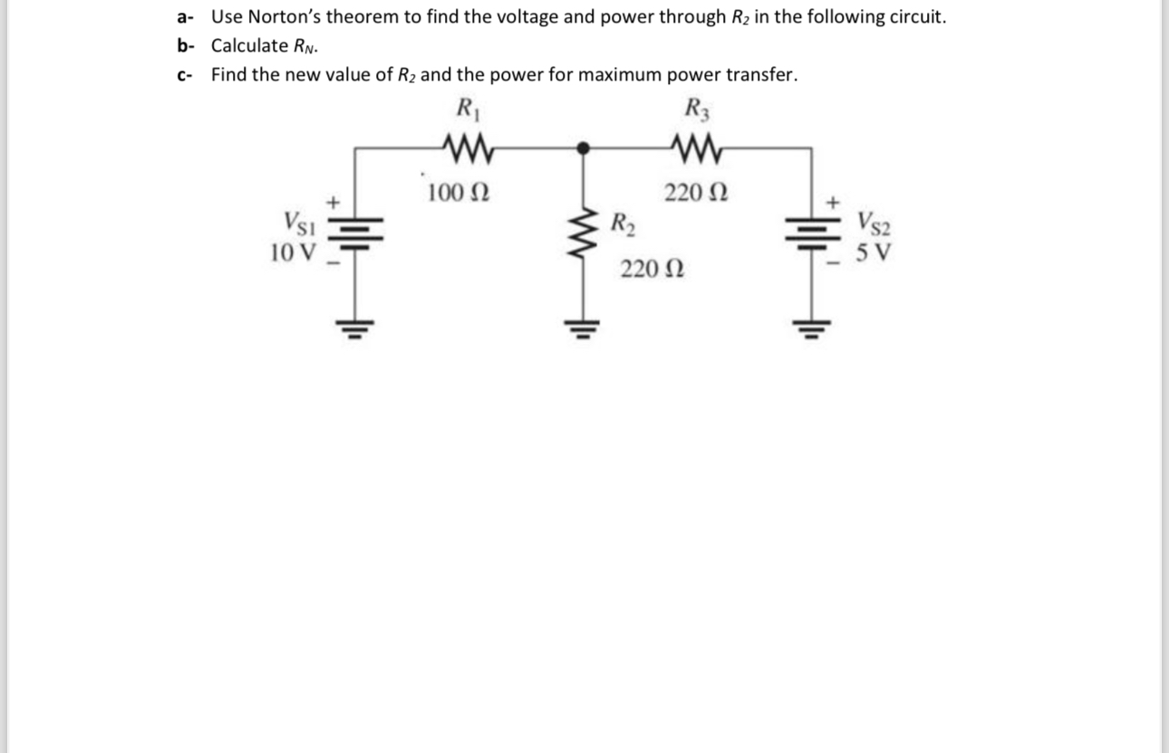 Solved a- ﻿Use Norton's theorem to find the voltage and | Chegg.com