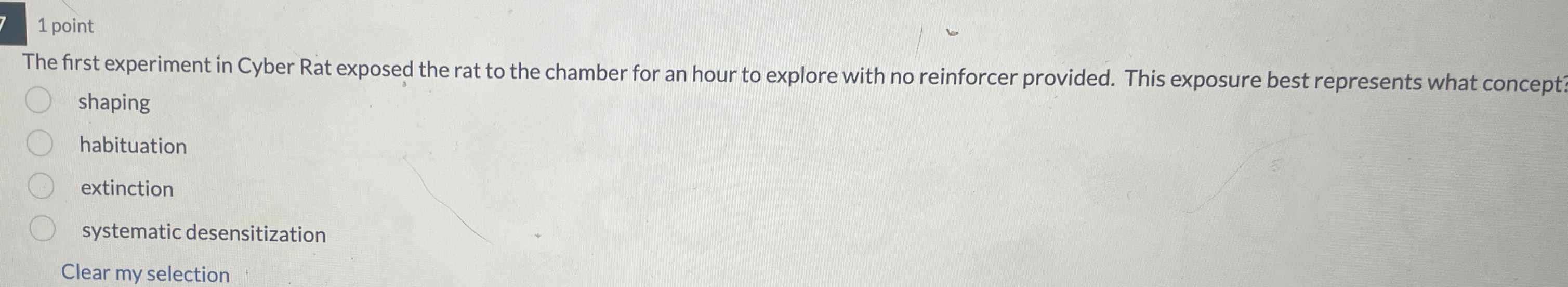 Solved 1 ﻿pointThe first experiment in Cyber Rat exposed the | Chegg.com