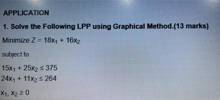 Solved 1. Solve the Following LPP using Graphical Method.(13 | Chegg.com