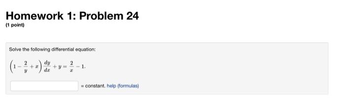 Solved Homework 1: Problem 24 (1 point) Solve the following | Chegg.com