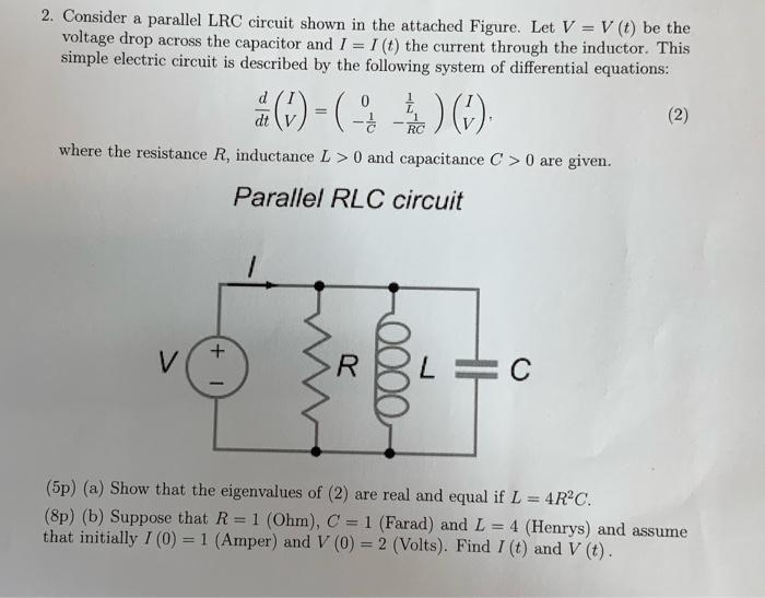 Solved 2. Consider a parallel LRC circuit shown in the | Chegg.com