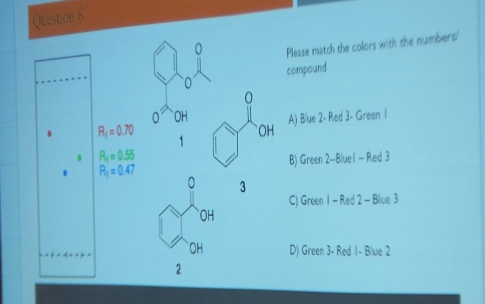Solved Please match the colors with the numbers) compound A) | Chegg.com