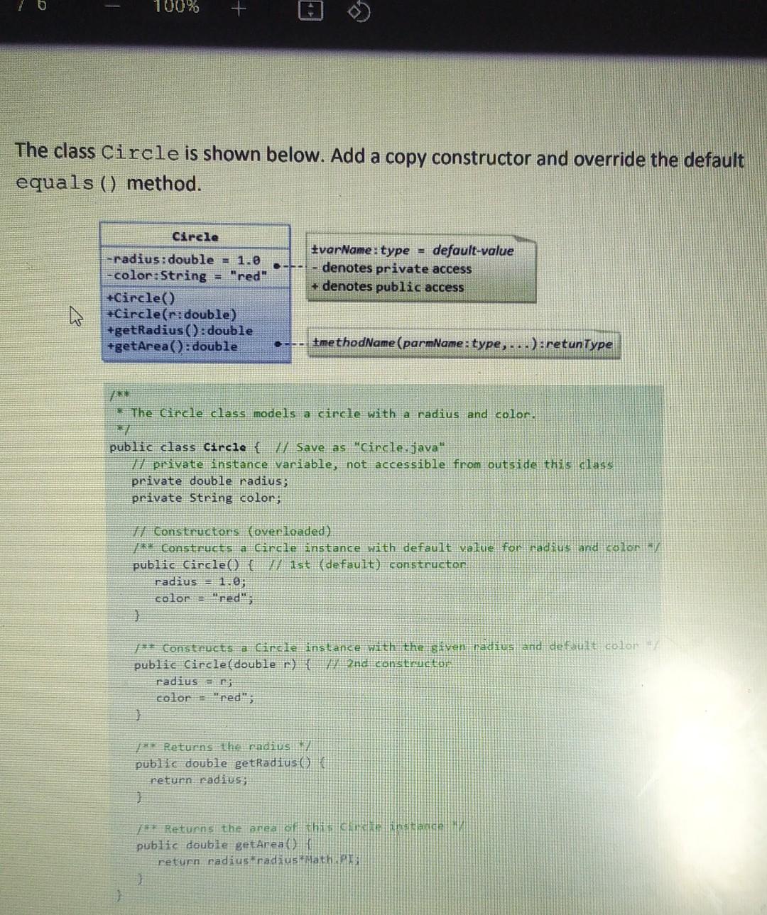 Solved 100% + The class Circle is shown below. Add a copy | Chegg.com
