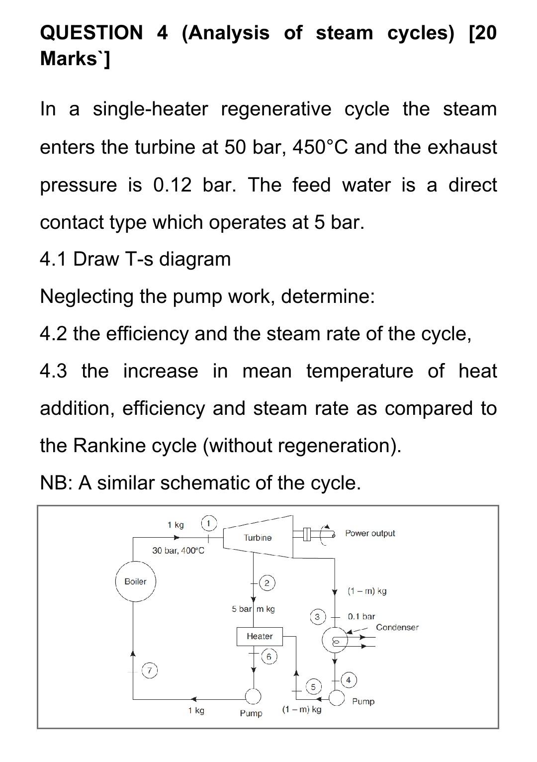 Solved QUESTION 4 (Analysis of steam cycles) [20 Marks] In a | Chegg.com