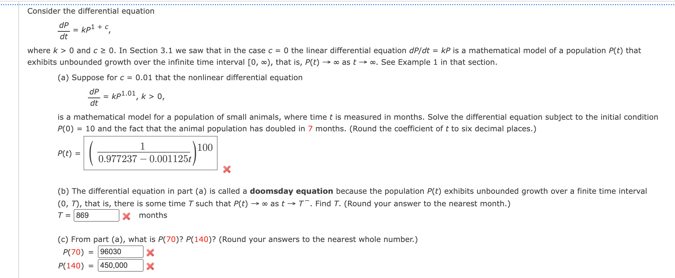 [Solved]: Consider the differential equation (dP)/(dt)=kP^(1