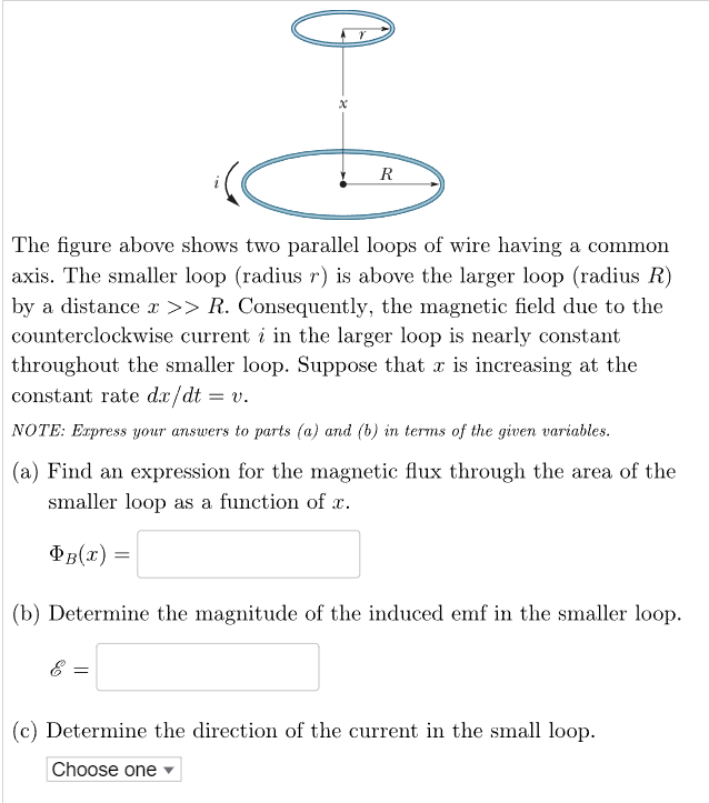 Solved The figure above shows two parallel loops of wire | Chegg.com