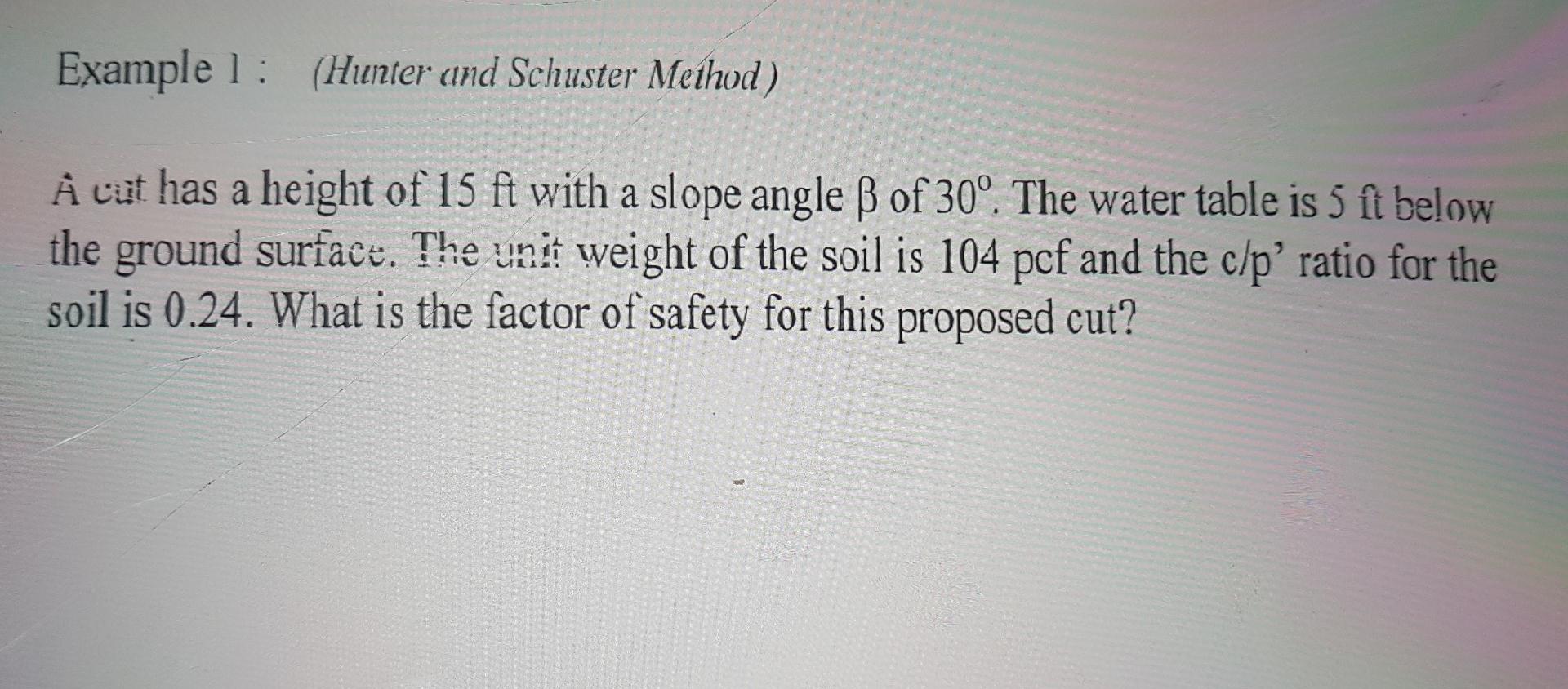 Solved Example 1: (Hunter und Schuster Method) À cut has a | Chegg.com