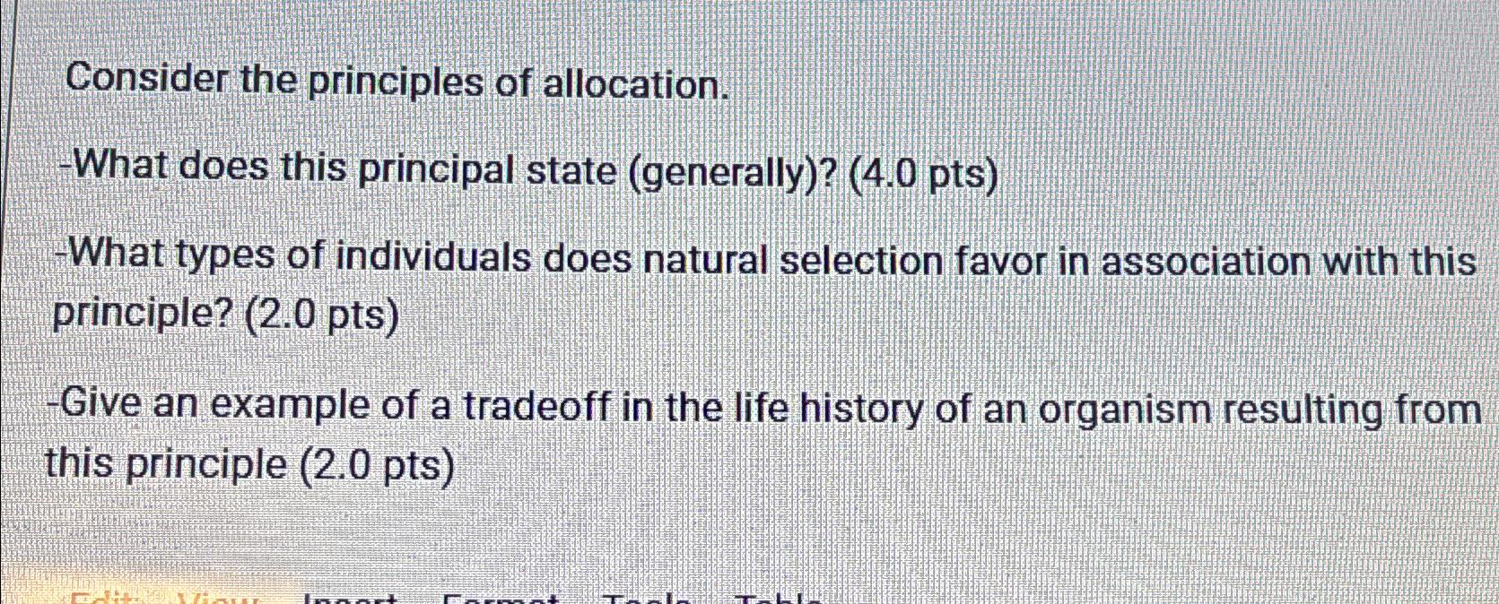 Solved Consider the principles of allocation.-What does this | Chegg.com