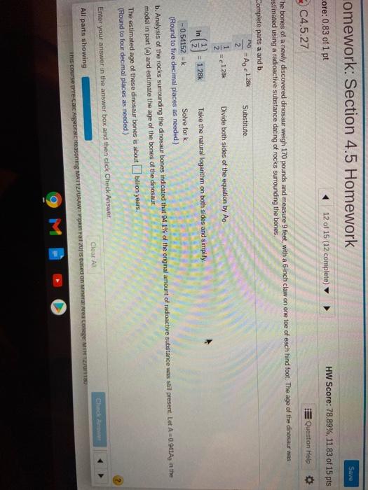 Solved omework: Section 4.5 Homework Save 12 of 15 (12 | Chegg.com