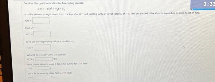 Solved Consider the position function for free-faling | Chegg.com
